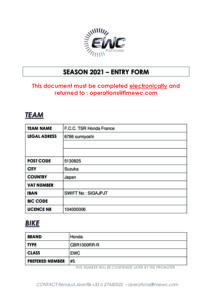 EWC2021_APPLY FORM | TSR（Technical Sports Racing）公式サイト